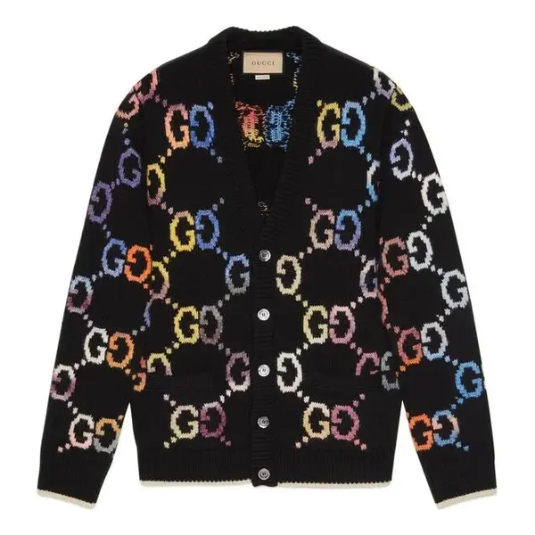 Gucci Gg Wool Jacquard Cardigan - Black