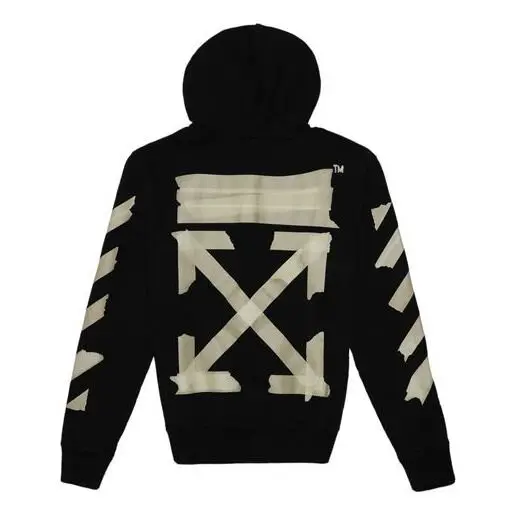 Off-White Zip-up Hoodie With Signature Arrow Motif - Black