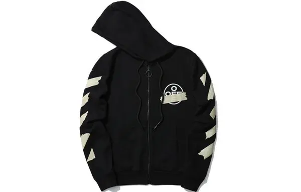 Off-White Zip-up Hoodie With Signature Arrow Motif