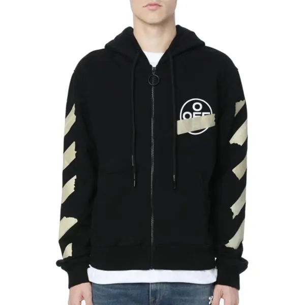 Off-White Zip-up Hoodie With Signature Arrow Motif