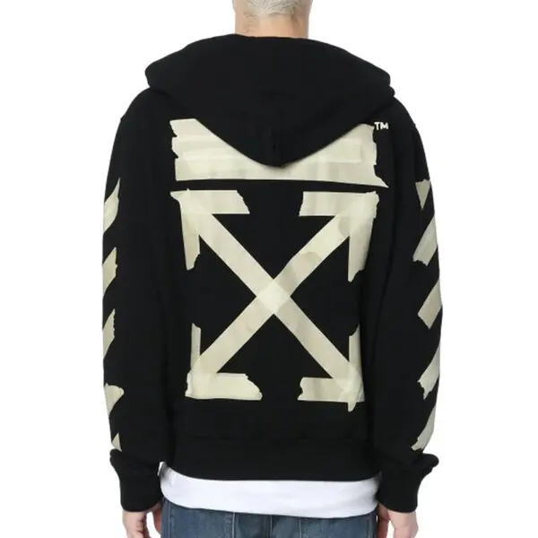 Off-White Zip-up Hoodie With Signature Arrow Motif