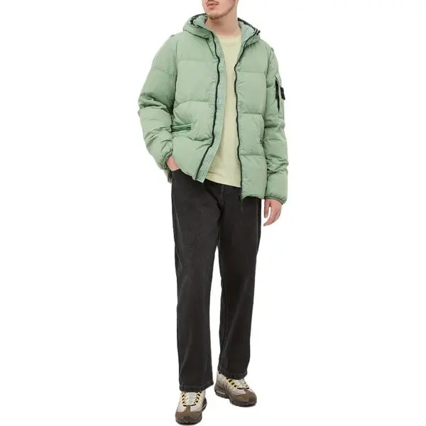 Stone Island Crinkle Reps Down Jacket - Green