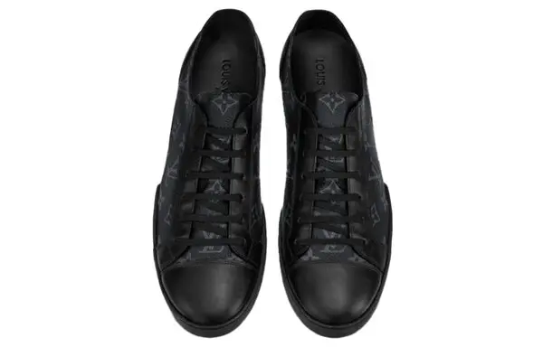 LOUIS VUITTON Black Monogram Canvas And Leather Sneakers