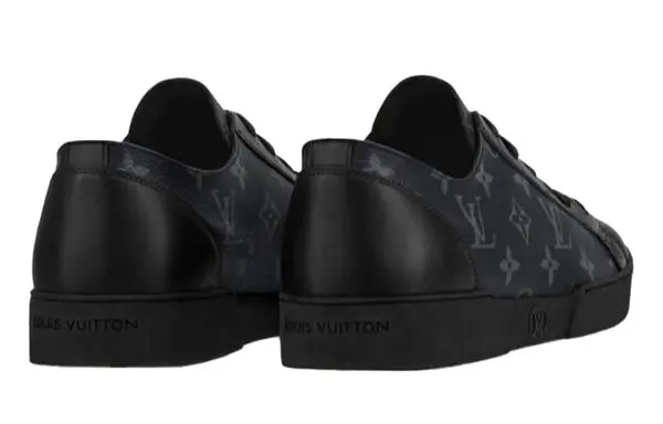 LOUIS VUITTON Black Monogram Canvas And Leather Sneakers