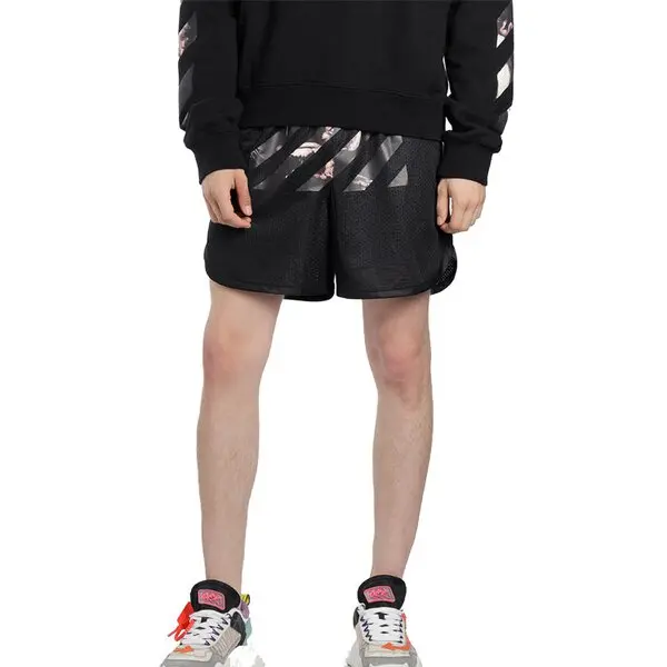 Off-White Caravaggio Arrow Mesh Track Shorts - Black