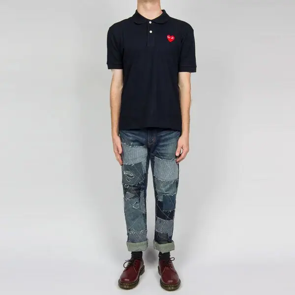 Play Comme Des Garcon Polo Red Emblem - Navy