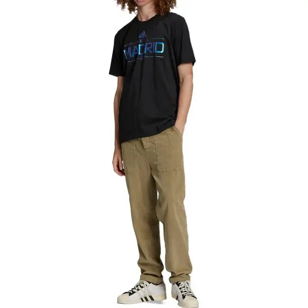 Adidas Real Madrid Alphabet Printing Casual Short Sleeve Black