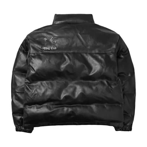 THUG CLUB Leather Puffer Jacket