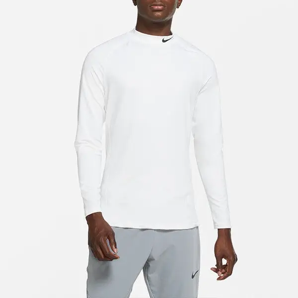 Nike Pro High Collar Training Long Sleeve Top - White