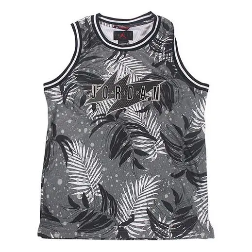 JORDAN Basketball Vest With Leaf Print - Grey