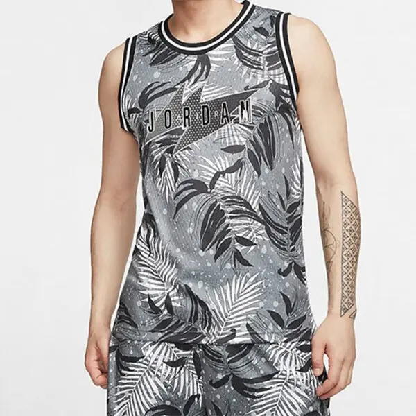 JORDAN Basketball Vest With Leaf Print - Grey