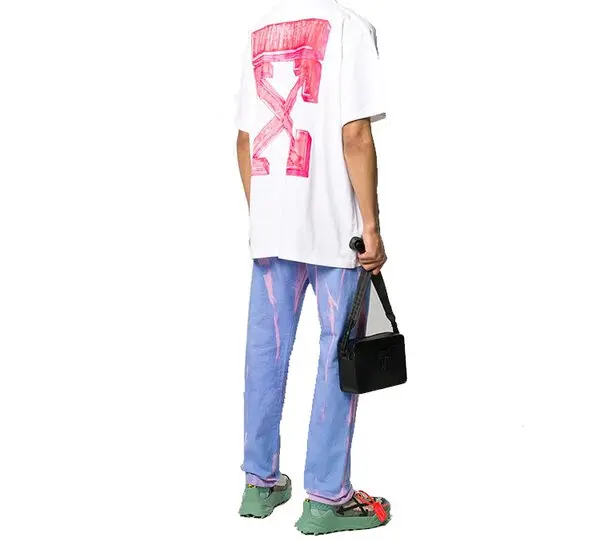 Off-White Back Arrow Printing Pattern Round Neck Short Sleeve Loose Fit