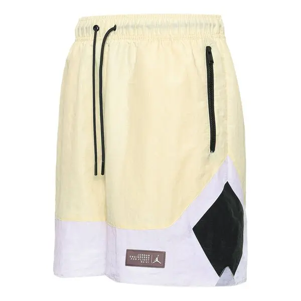 JORDAN Engineered Woven Contrasting Color Sports Shorts - Light Yellow