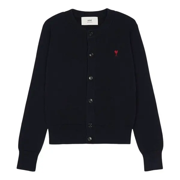 AMI Paris Army Cardigan With Embroidered Logo - Navy