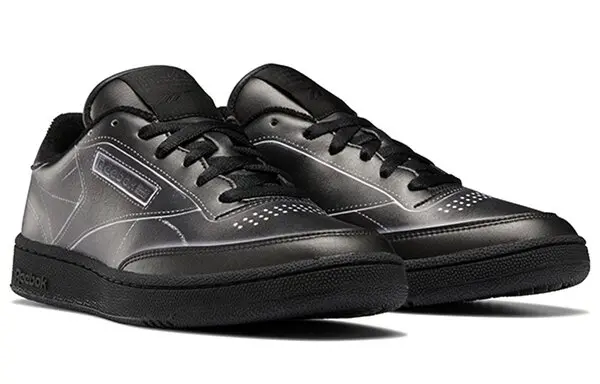 REEBOK Maison Margiela X Club C Trompe-l'oeil Leather Sneakers - Black