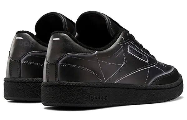REEBOK Maison Margiela X Club C Trompe-l'oeil Leather Sneakers - Black