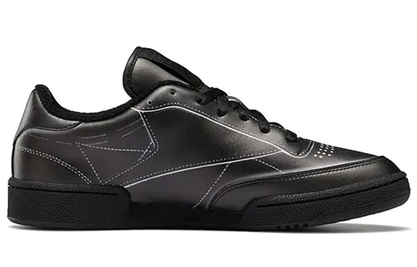REEBOK Maison Margiela X Club C Trompe-l'oeil Leather Sneakers - Black