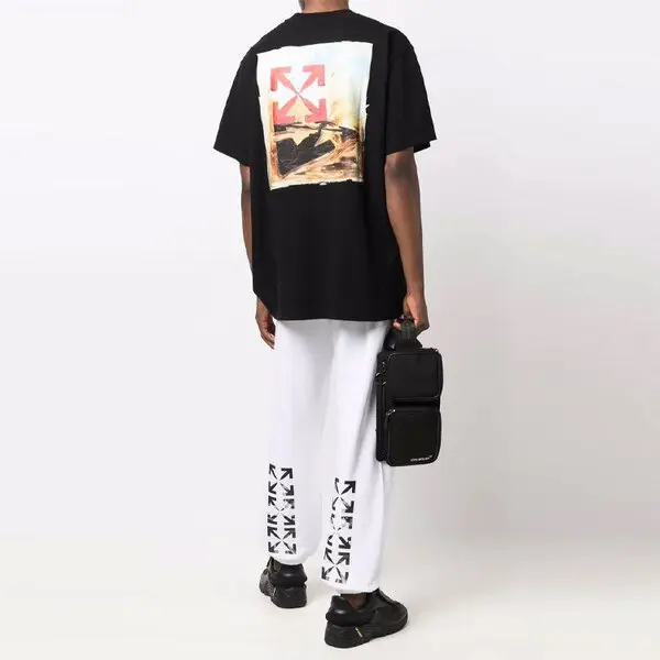Off-White Arrow Logo Pattern Printing Short Sleeve Loose Fit Black - Multi-color