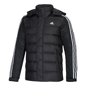 Adidas Padded Down Jacket With Striped Sleeves - Black