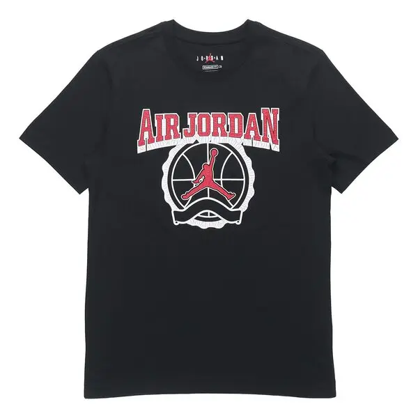 JORDAN Burst Crack Basketball Sports Short Sleeve T-shirt - Black