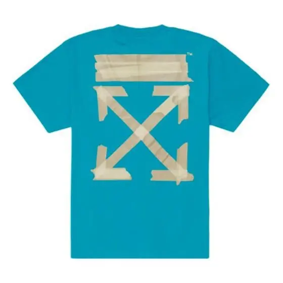 Off-White Diagonal Arrows Tape Short Sleeve T-shirt - Blue