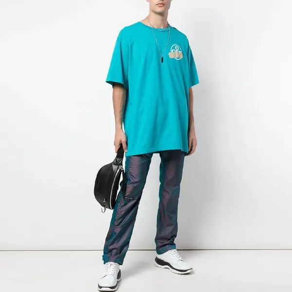 Off-White Diagonal Arrows Tape Short Sleeve T-shirt - Blue