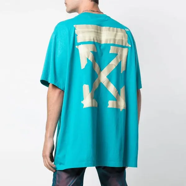 Off-White Diagonal Arrows Tape Short Sleeve T-shirt - Blue