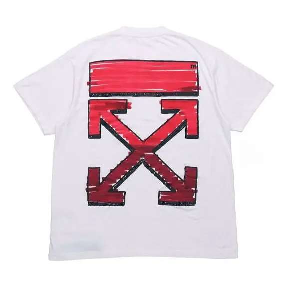 Off-White Ss21 Back Red Arrow Cotton Short Sleeve Loose Fit - White