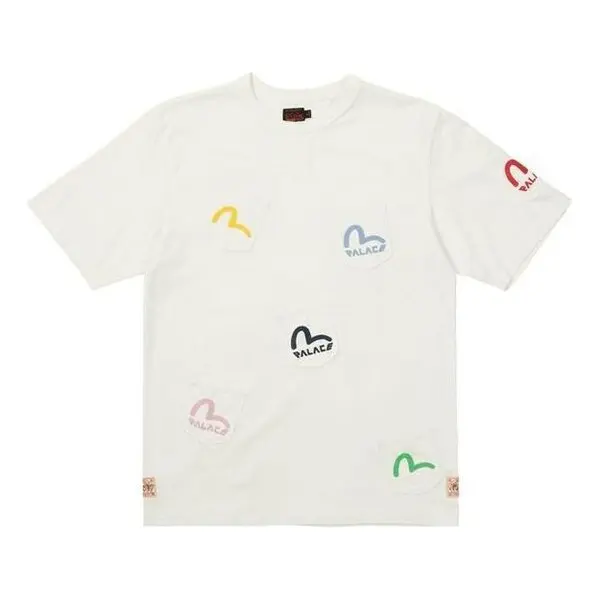 PALACE X Evisu Multi Pocket T-shirt Egret Logo T-shirt - White
