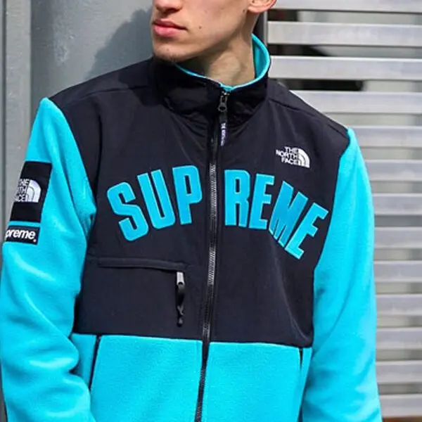 Supreme X The North Face Arc Logo Denali Fleece Jacket - Black/blue