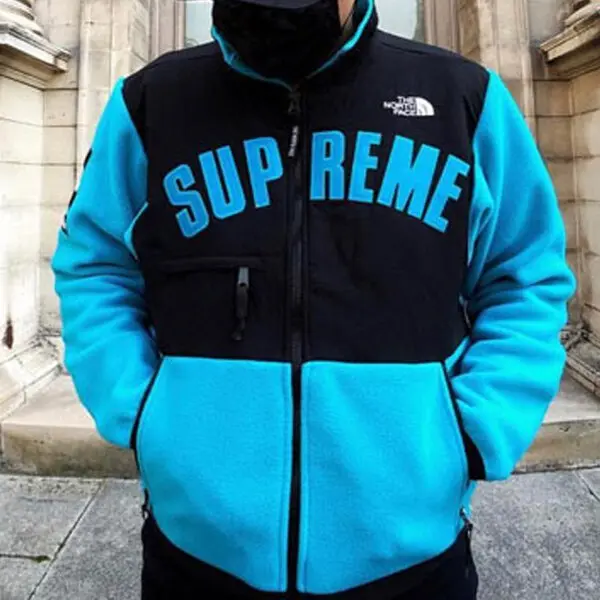Supreme X The North Face Arc Logo Denali Fleece Jacket - Black/blue