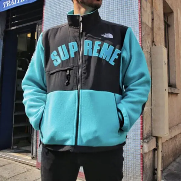 Supreme X The North Face Arc Logo Denali Fleece Jacket - Black/blue