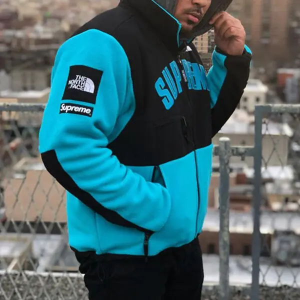 Supreme X The North Face Arc Logo Denali Fleece Jacket - Black/blue