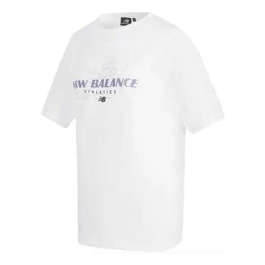 NEW BALANCE Sport Logo Tee Asia Sizing 'white Purple - White/purple