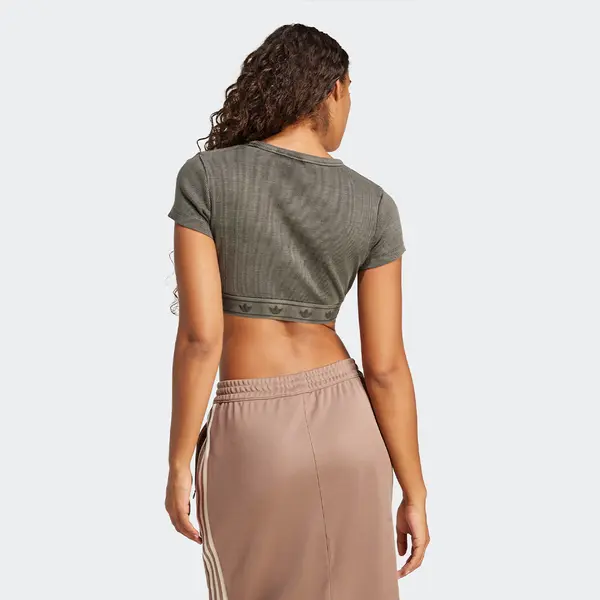Adidas Rib Ss Cropped T-shirt - Grey