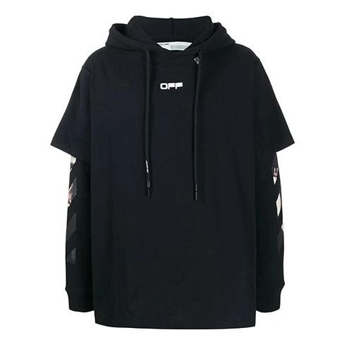 Off-White Ss20 Caravaggio Arrows Print Double-layer Hoodie - Black
