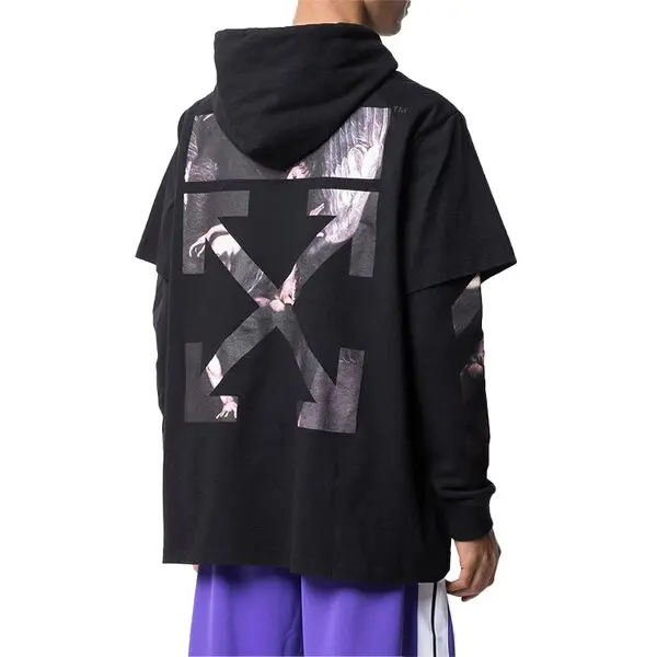 Off-White Ss20 Caravaggio Arrows Print Double-layer Hoodie