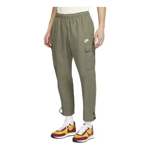 Nike Logo Small Label Embroidered Woven Cargo Long Pants Green - Army Green