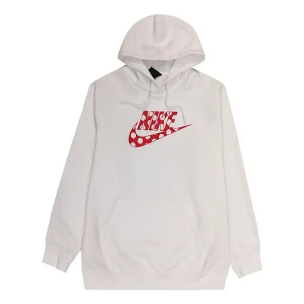 Nike Big Swoosh Dot Logo Pullover Hoodie - White