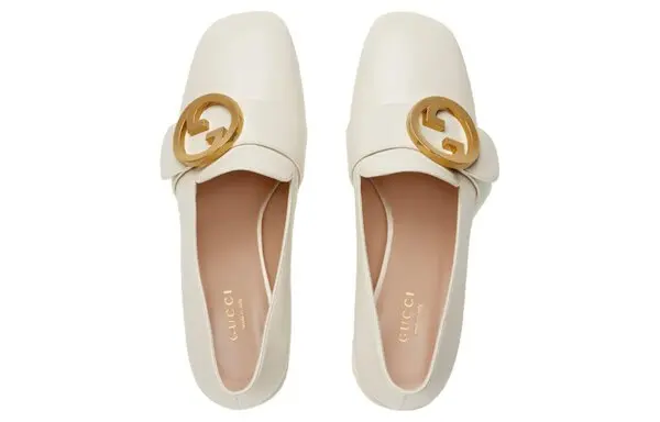 Gucci Blondie Leather Block Heel Pumps - White