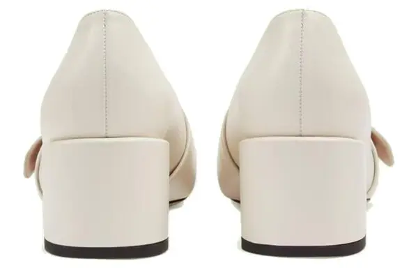Gucci Blondie Leather Block Heel Pumps - White