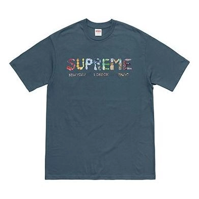 Supreme Ss18 Rocks Tee Dark Slate Short Sleeve Blue Gray 'blue Grey - Blue/grey