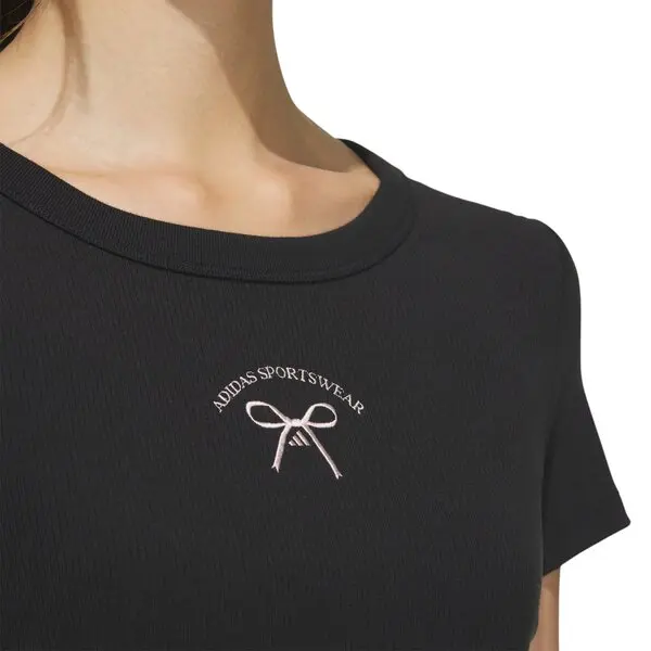 Adidas Ribbed Cropped T-shirt With Bow Detail