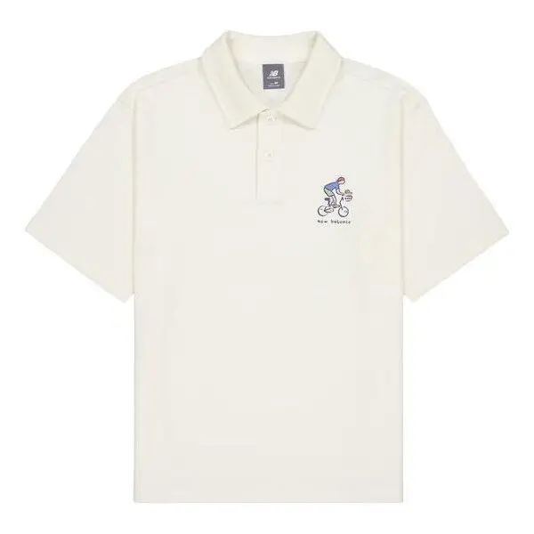 NEW BALANCE Graphic Polo Shirt - Ivory