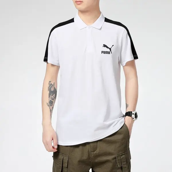 PUMA Iconic T7 Polo Shirt 'white Black - White/black
