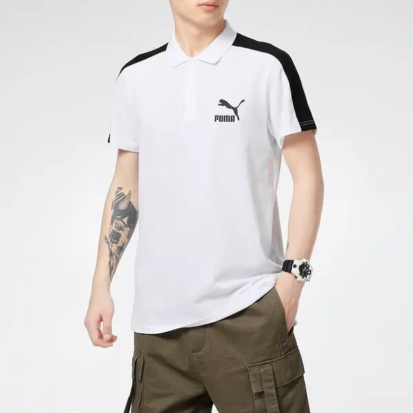 PUMA Iconic T7 Polo Shirt 'white Black - White/black