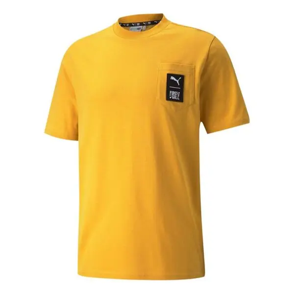 PUMA X First Mile Crossover Pocket Small Label Solid Color Sports Short Sleeve - Yellow
