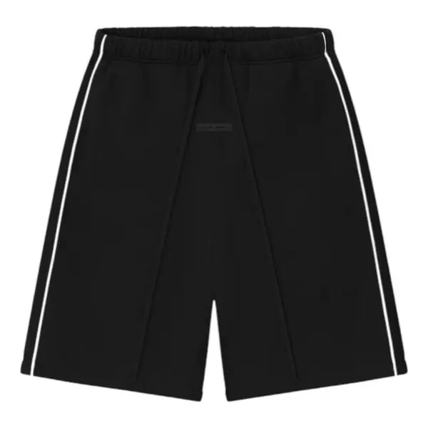 Fear Of God Relaxed Fit Fleece Sweatshort With Contrast Piping - Jet Black/cloud White