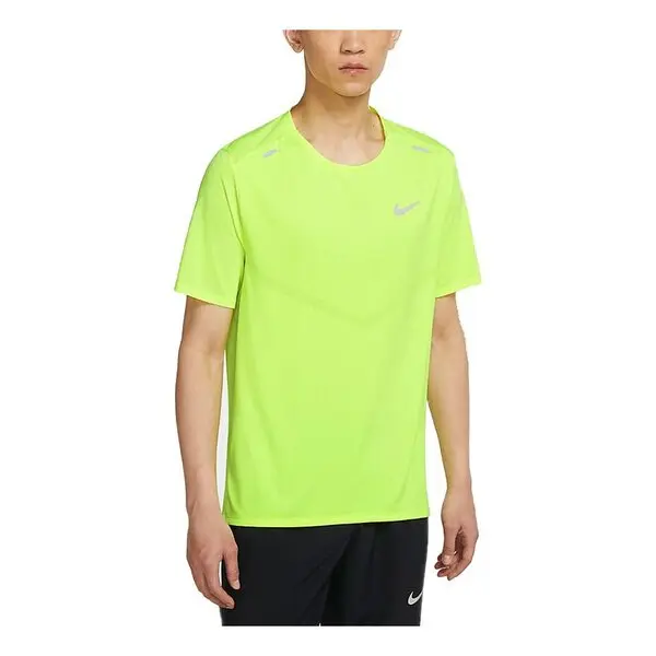 Nike Dri-fit Rise 365 Short Sleeve Running Top - Yellow
