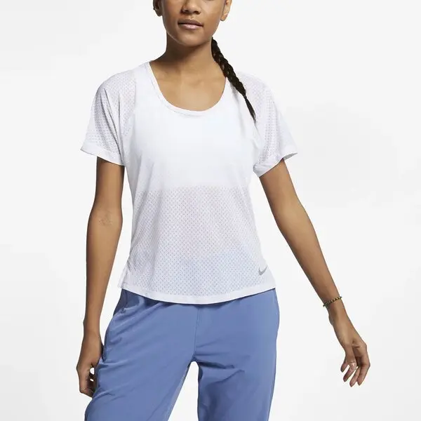 Nike Breathe Miler Running Short Sleeve Top - White